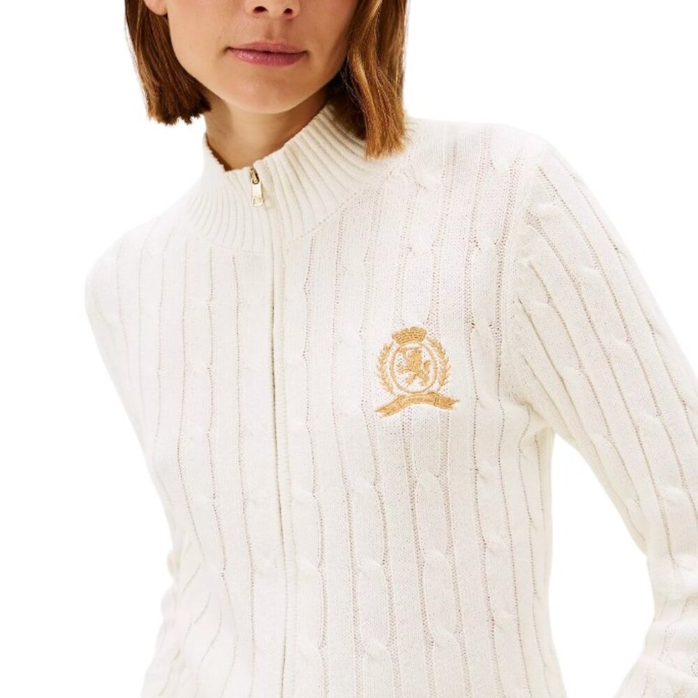 Tommy Hilfiger | Sweaters | Tommy Hilfiger Womens Crest Logo Cable Knit ...